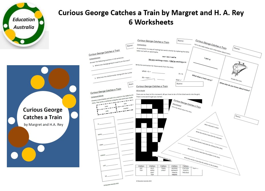 Curious George Catches a Train by Margret and H. A. Rey - 6 Worksheets ...