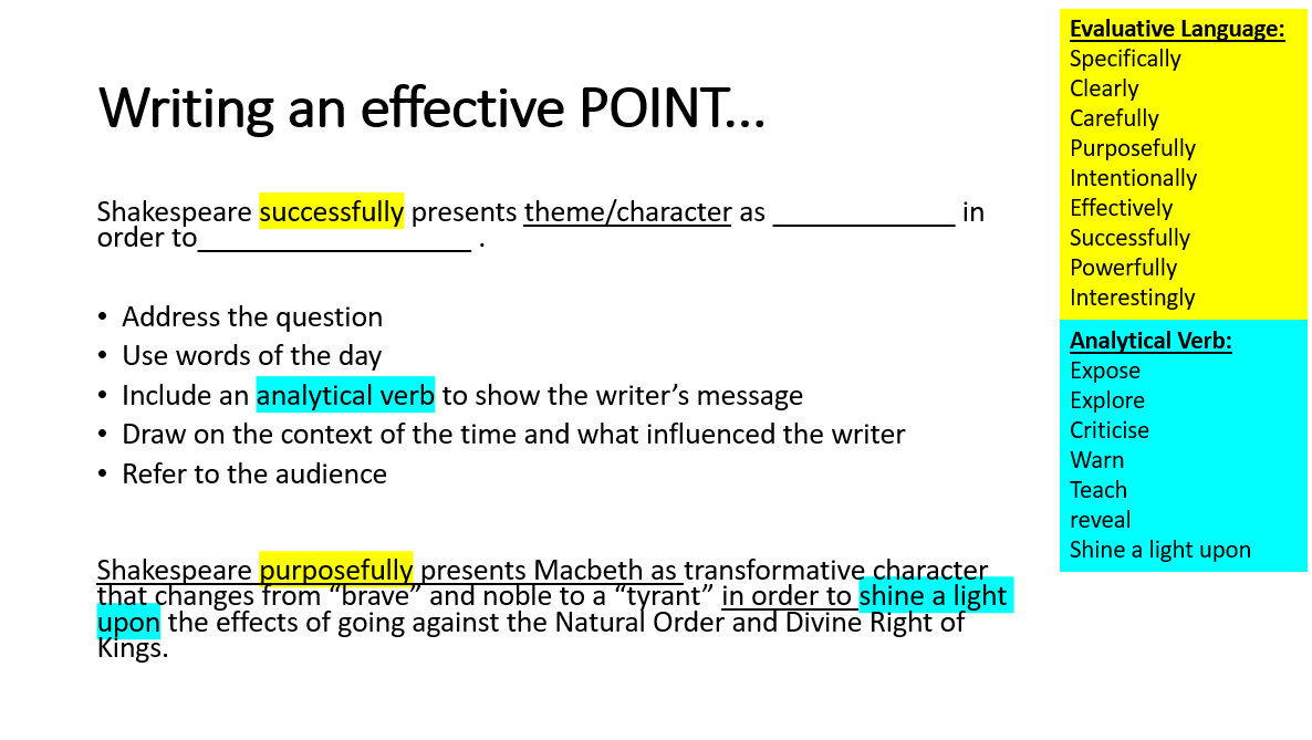 Macbeth - Essay Writing Skills - PETAL - Literature Writing Frame ...