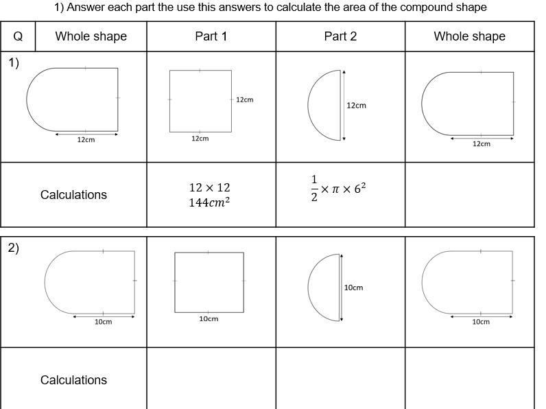 Compound Area Worksheet GCSE 9 1 Area Of Circles And Compound Shapes