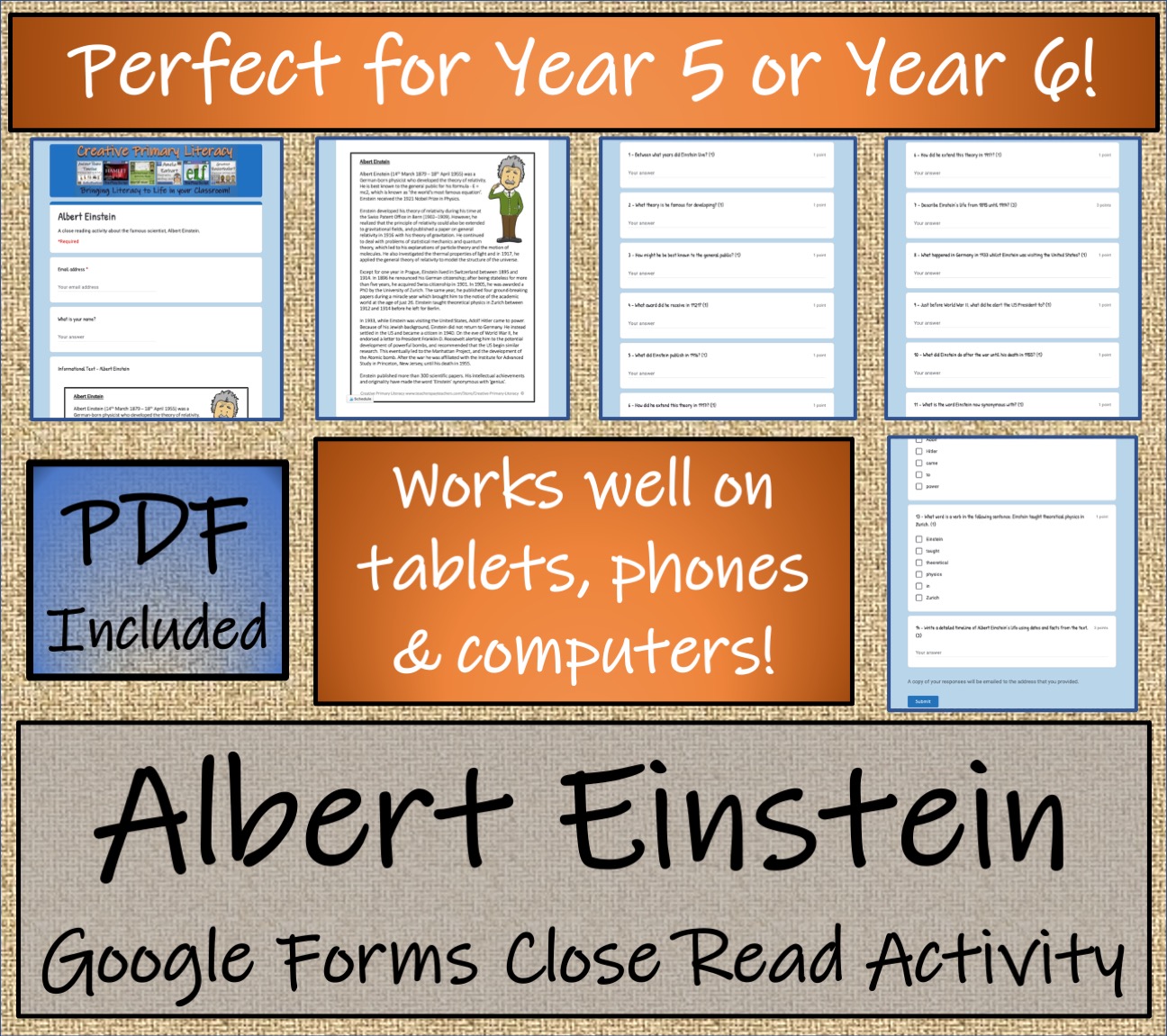 UKS2 Albert Einstein Reading Comprehension Activity | Digital & Print ...