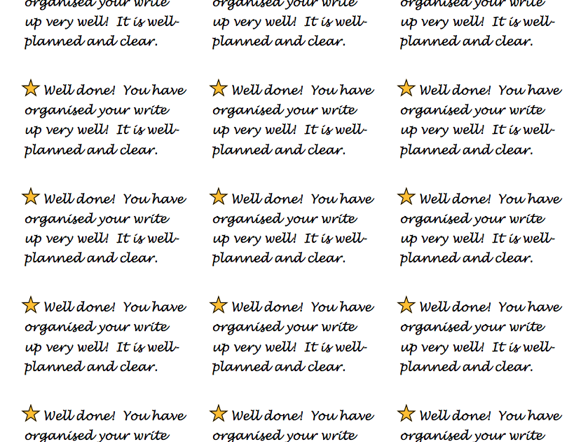 Positive Marking For English Avery Label Template 9x21 Teaching