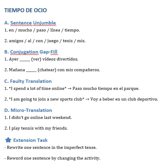 Modules 1-8 Spanish GCSE Revision (translation, vocabulary, parallel ...