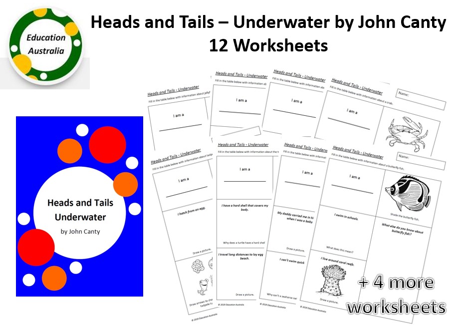 Heads and Tails - Underwater by John Canty - 12 Worksheets - Animal ...