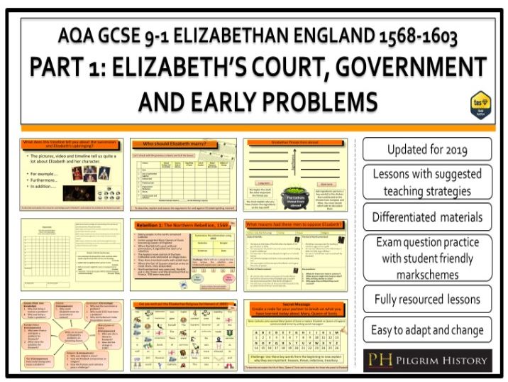 Elizabethan England 1568-1603 AQA GCSE 9-1 Bundle Part 1 by ...
