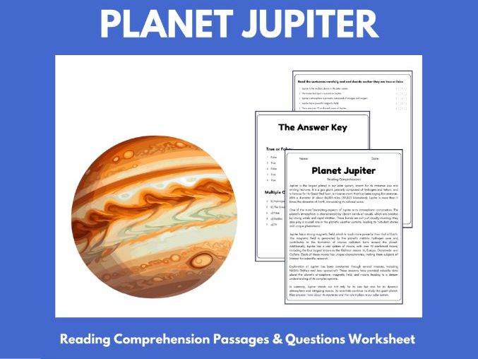 Planet Jupiter: Reading Comprehension Passages & Questions Worksheets ...