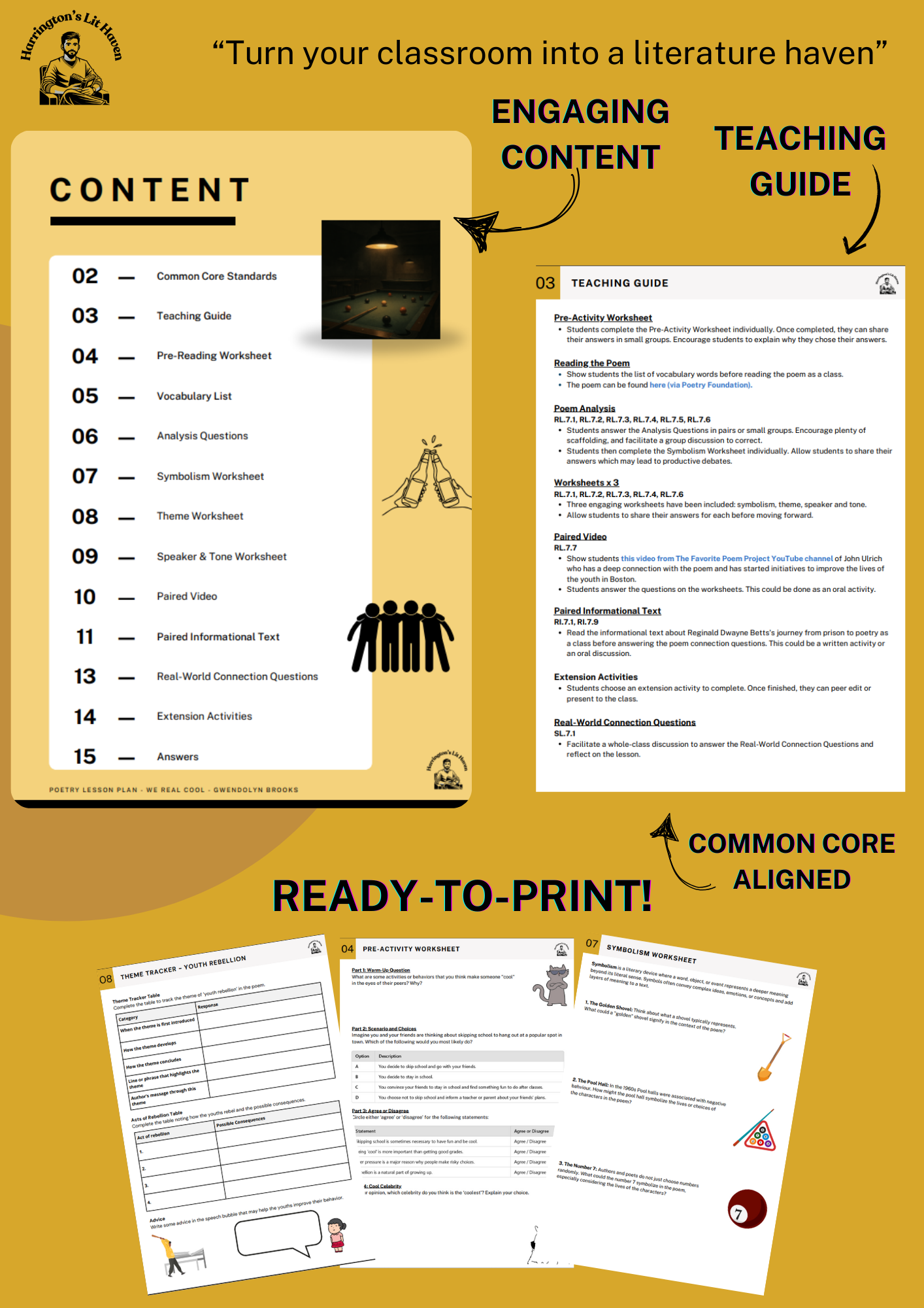 We Real Cool by Gwendolyn Brooks Poetry Lesson Plan - Symbolism, Theme ...
