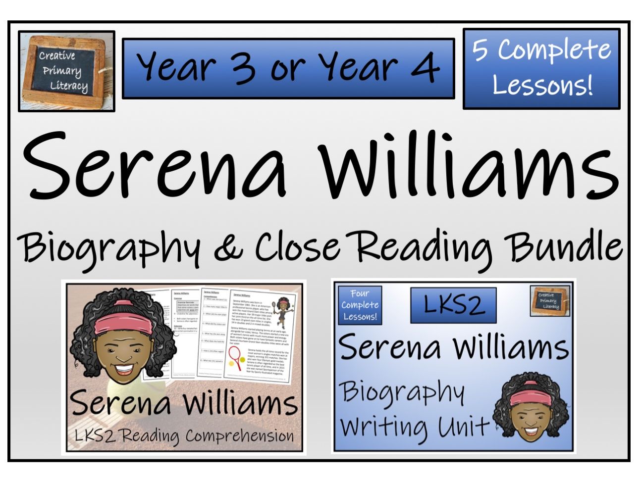 LKS2 Literacy - Serena Williams Reading Comprehension & Biography ...
