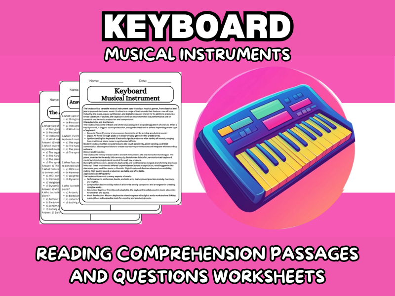 Keyboard - Musical Instruments Reading Comprehension Passages and ...