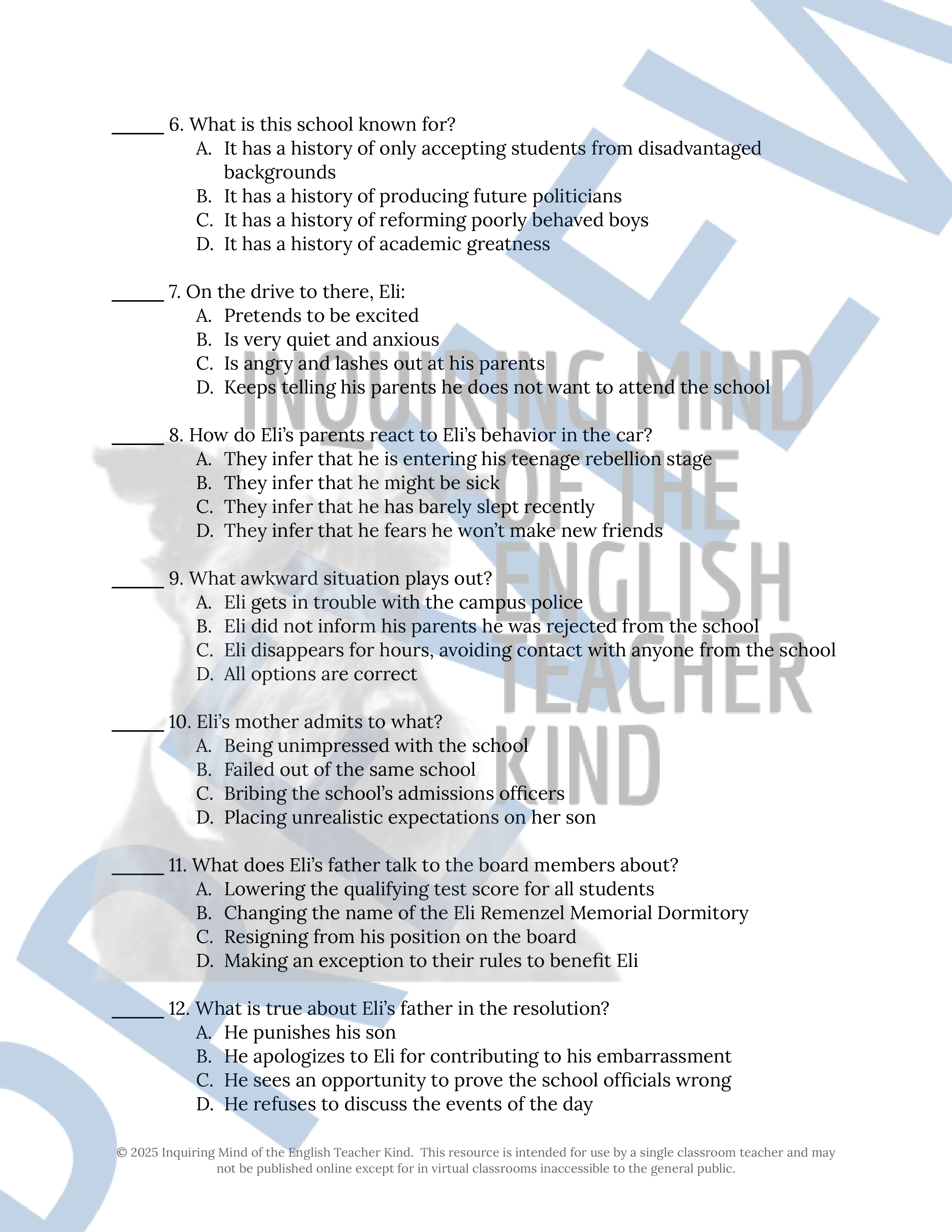 "The Lie" by Kurt Vonnegut Quiz and Answer Key | Teaching Resources