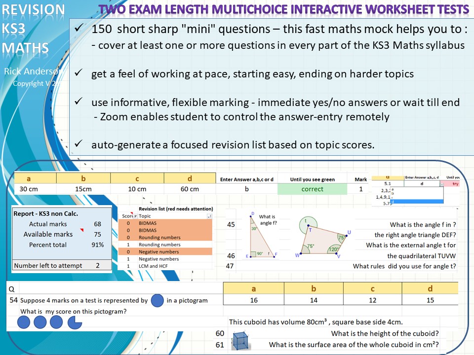 KS3 Fast Mock Maths 150 Question Test Teaching Resources