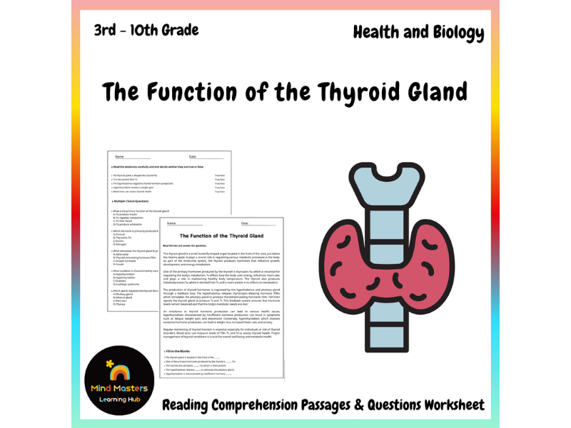 The Function of the Thyroid Gland Reading Comprehension Passages ...