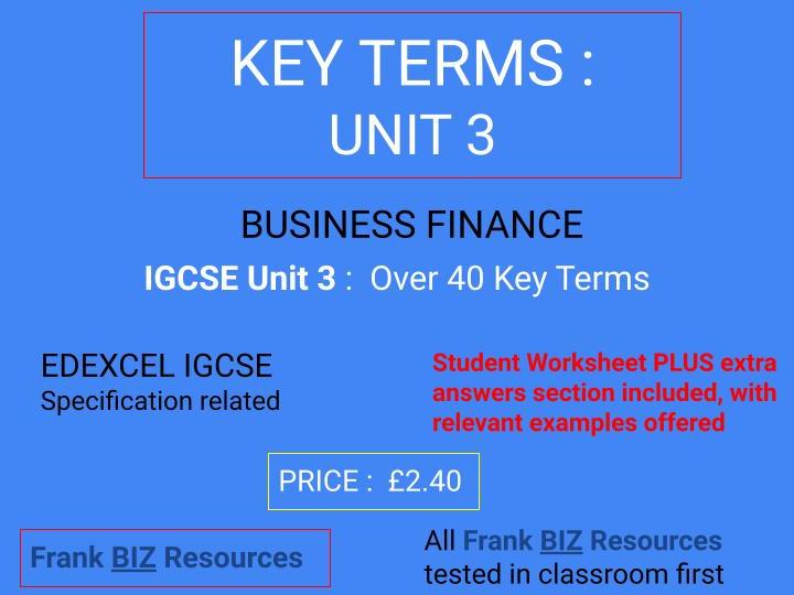 KEY TERMS IGCSE BUSINESS | Teaching Resources