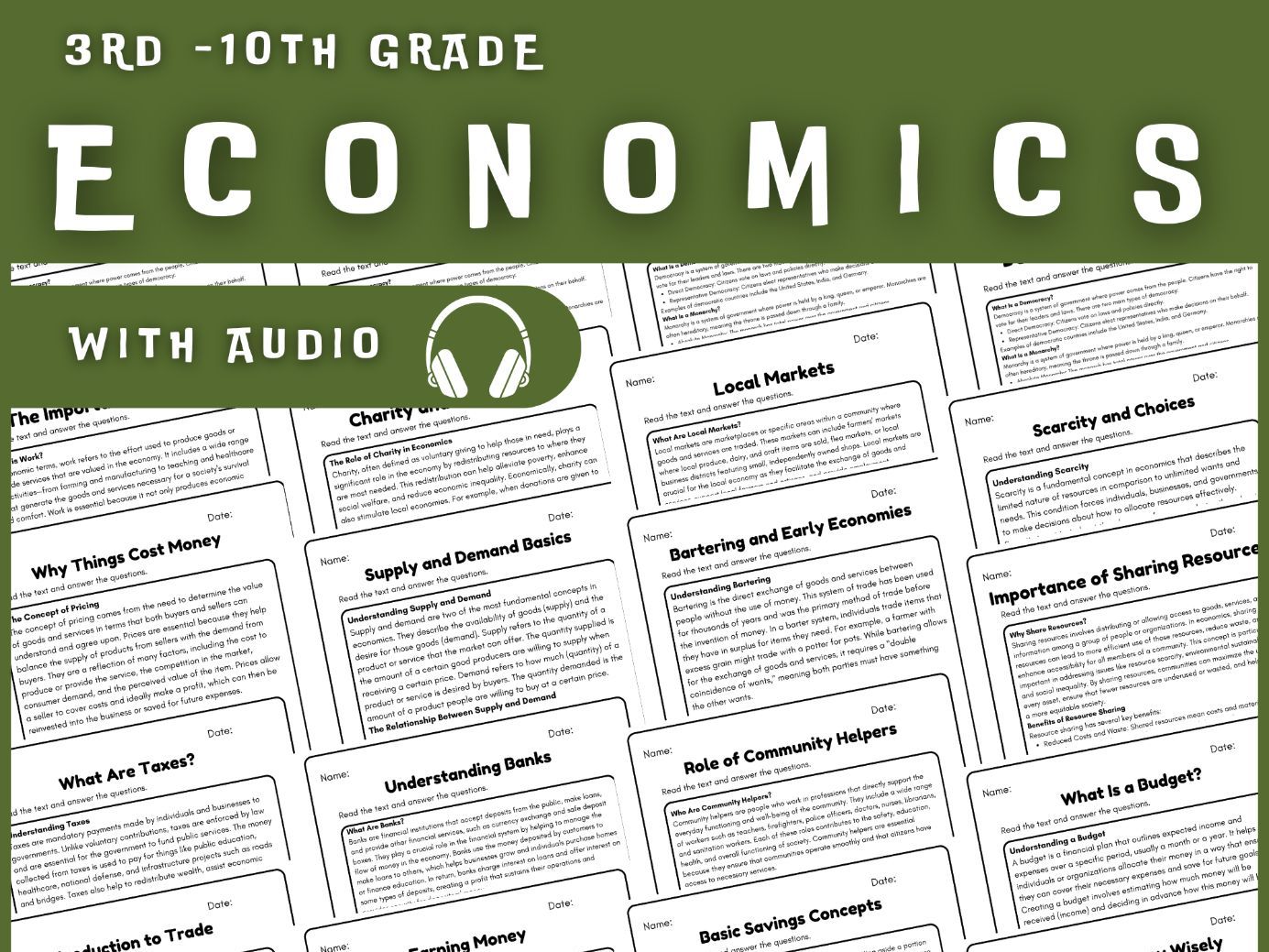 Advanced Personal & Global Economics Reading Worksheet Bundle ...