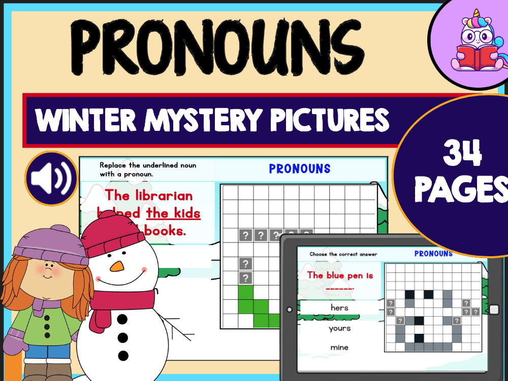 Winter Pronouns Mystery Pictures Set 2 Fun Activities | Teaching Resources