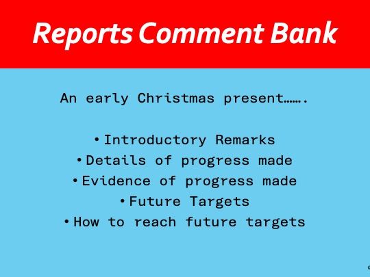 Report Writing Comment Bank | Teaching Resources