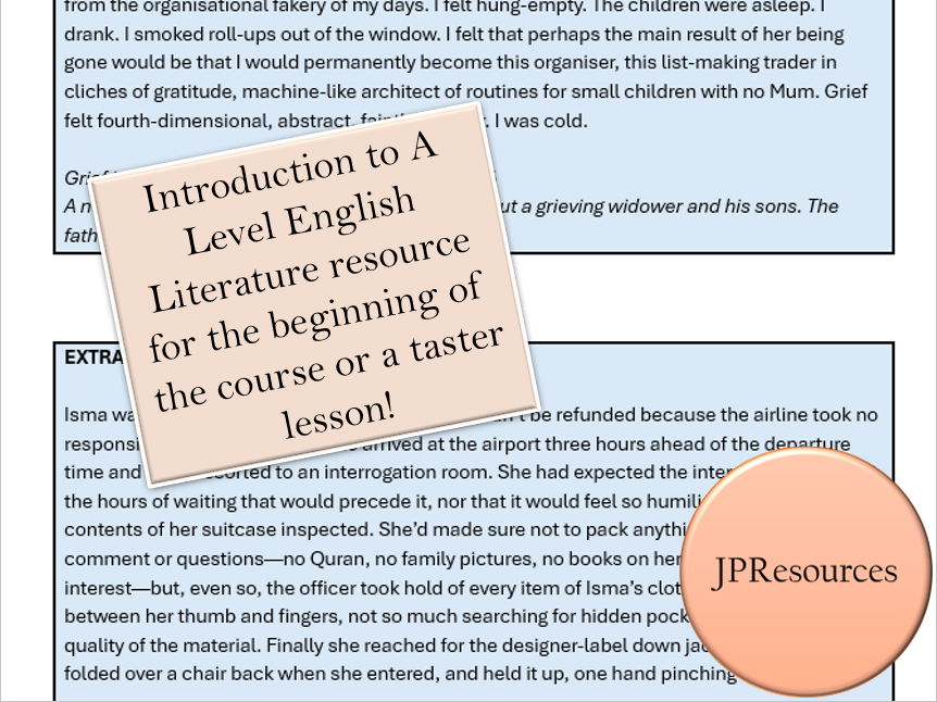 Introduction to English Literature A Level | Teaching Resources