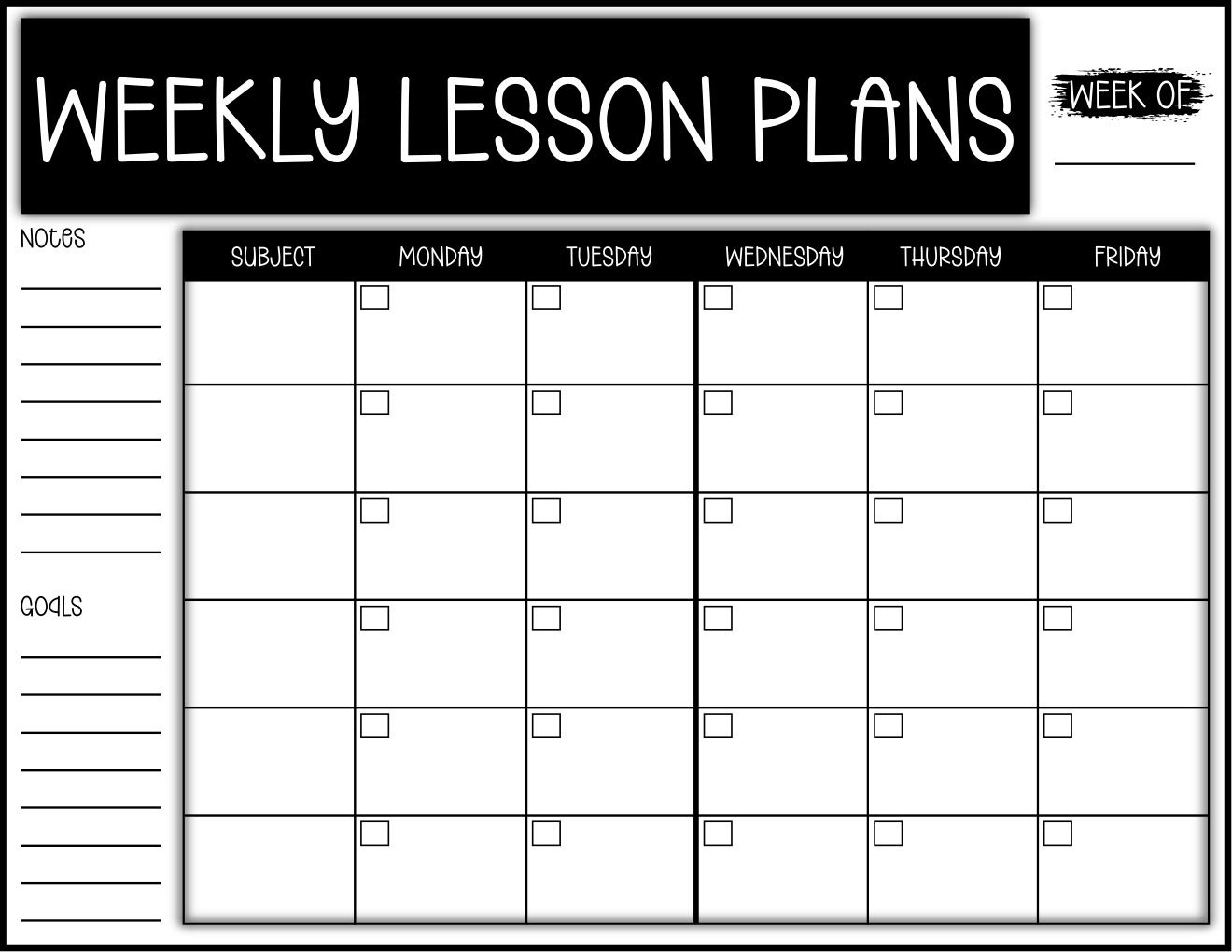Blank Weekly Lesson Plan Templates - 4 Printable Teacher Planner ...