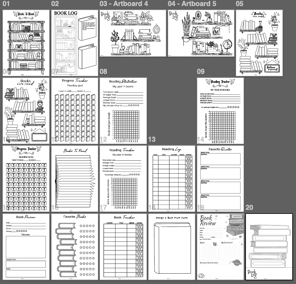Reading Journal & Book Log | Black & White Printable Reading Planners ...