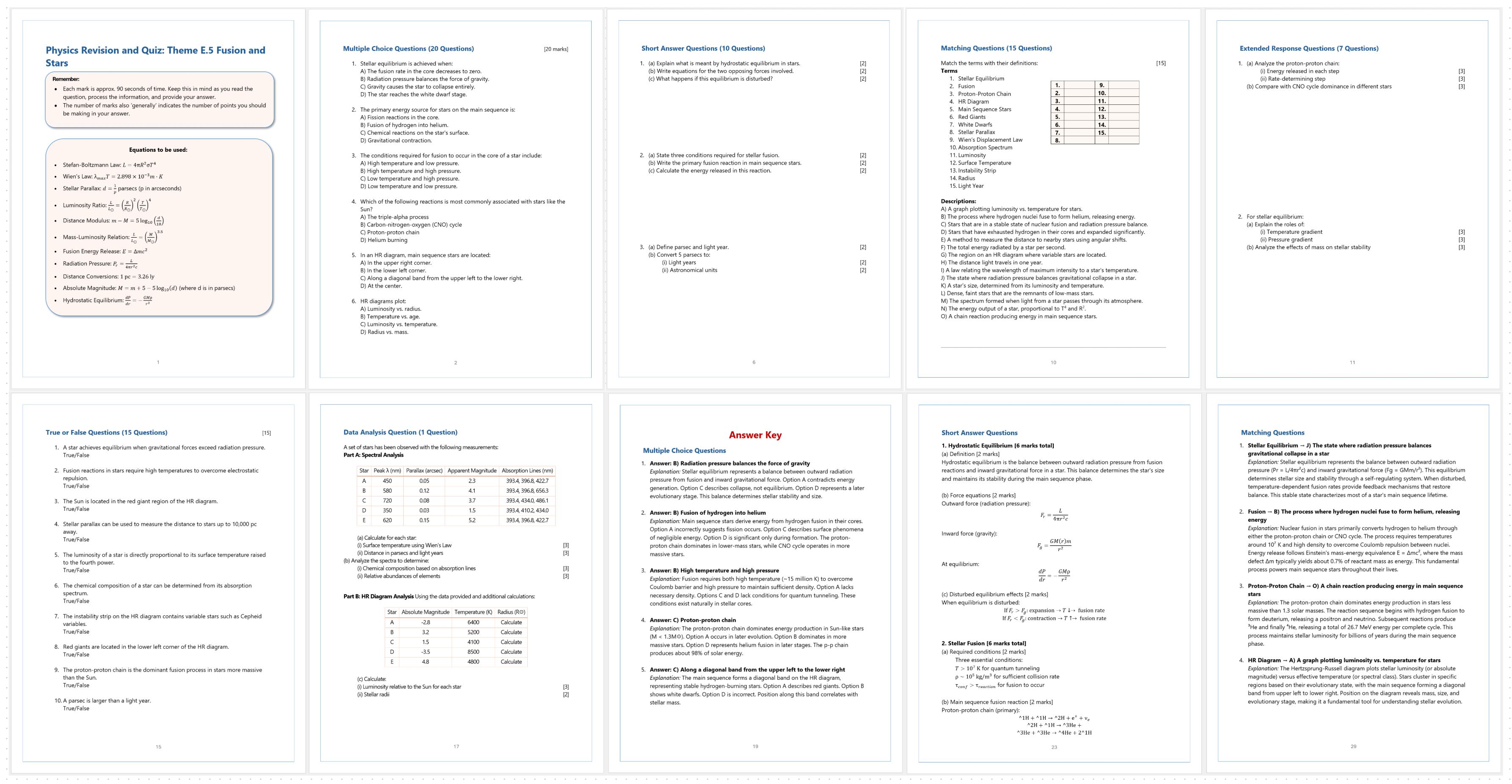 IB DP Physics: E.5 Fusion & Stars – Quiz & Revision Worksheets (2026 ...