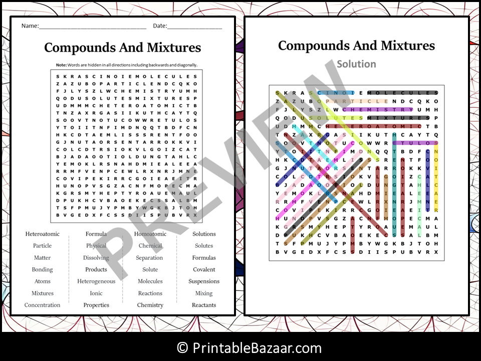 Elements Compounds And Mixtures Worksheet Pdf Answers Chemistry