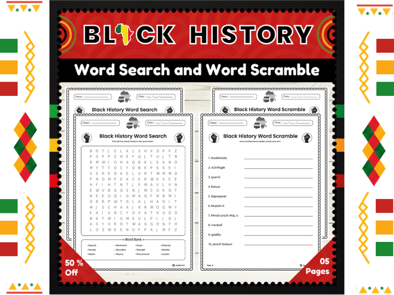 Black History Month Word Search & Scramble : Vocabulary Activities ...