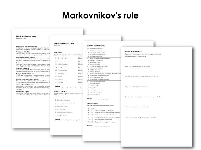 Markovnikov's rule (Infotext and Exercises) | Teaching Resources
