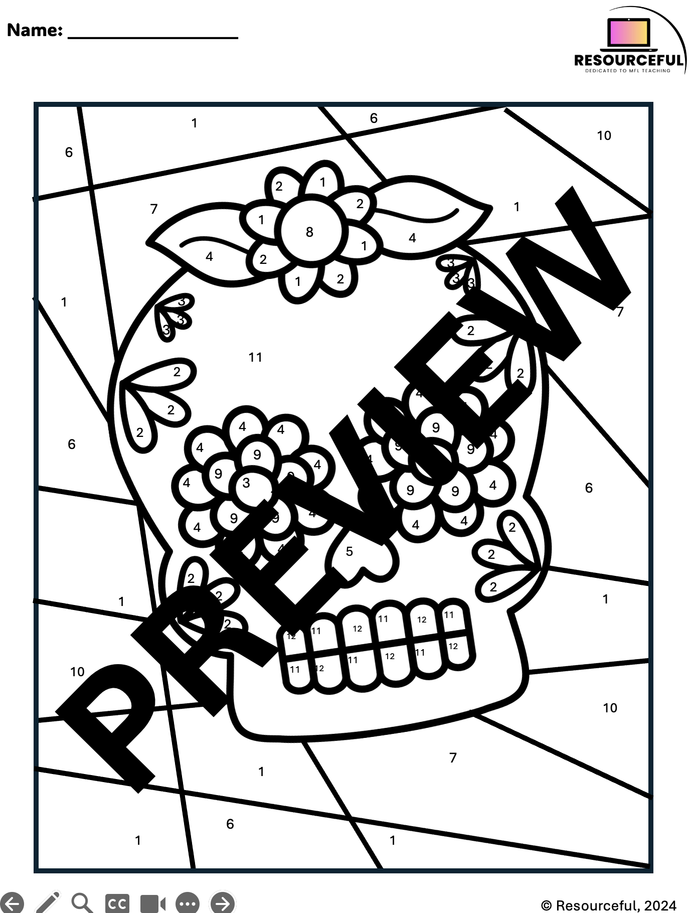Dia de los Muertos - Day of the Dead - Colour by Numbers Activity ...