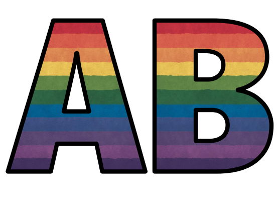 Color Rainbow LGBTQVibrant Pastel Colorful Colours Lettering Set ...