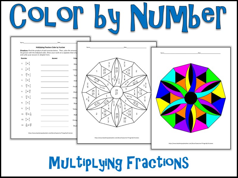 Multiplying Fractions Color By Number Teaching Resources