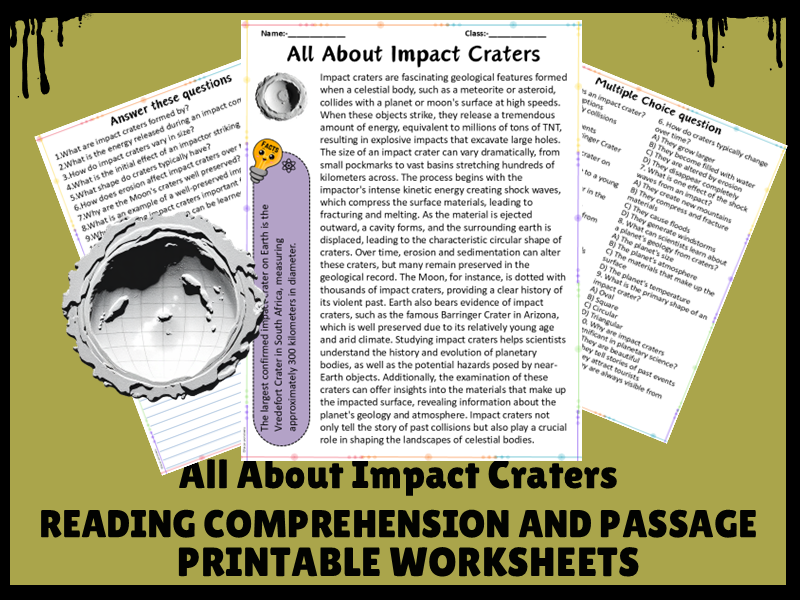 Exploring Impact Craters: Passage & Quiz for Young Readers | Teaching ...
