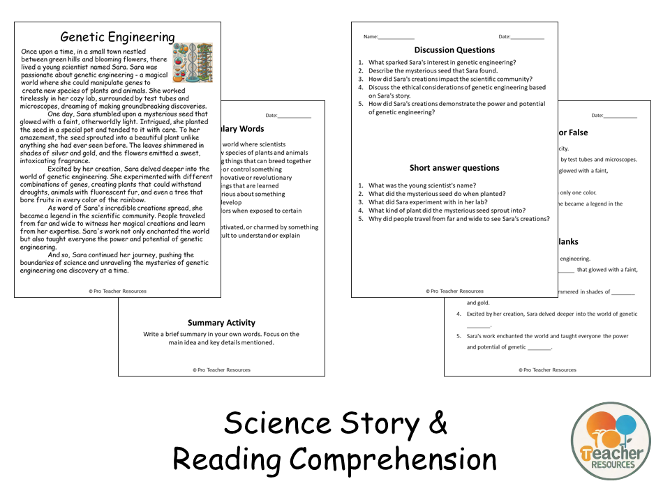 Genetic Engineering Reading Science Story Comprehension Questions ...