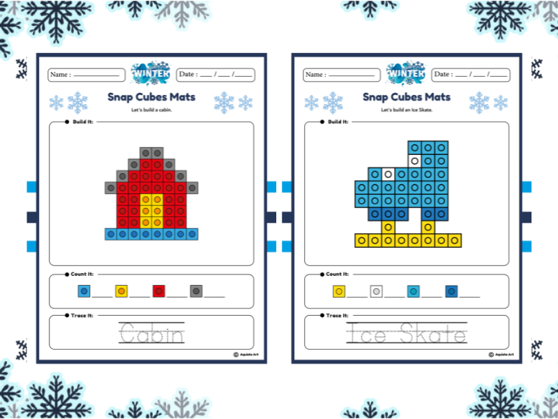 Winter Snap Cubes Activity Mats for Preschoolers : Engaging Math STEM ...