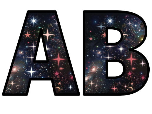 Glowing Sky Starry Night Lettering Set Display Title Letters Numbers ...