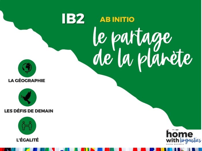 French Vocabulary List Sharing the Planet IB2 - Ab Initio | Teaching ...