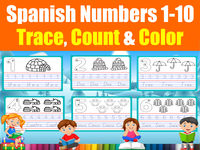 Spanish Numbers 1 10 Winter Theme Handwriting Worksheet For Early Spanish Numbers 1 10 Winter Theme Handwriting Worksheet For Early