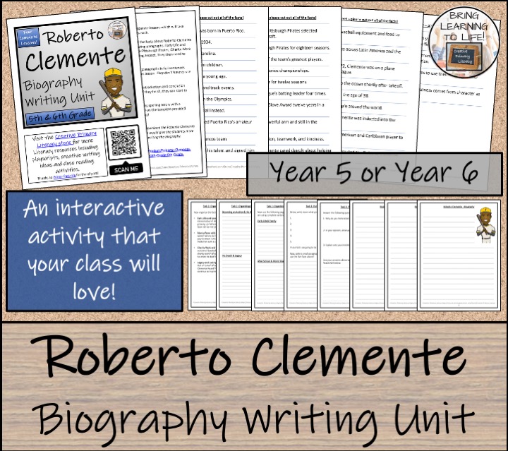 Roberto Clemente Biography Writing Unit | Year 5 or Year 6 | Hispanic ...