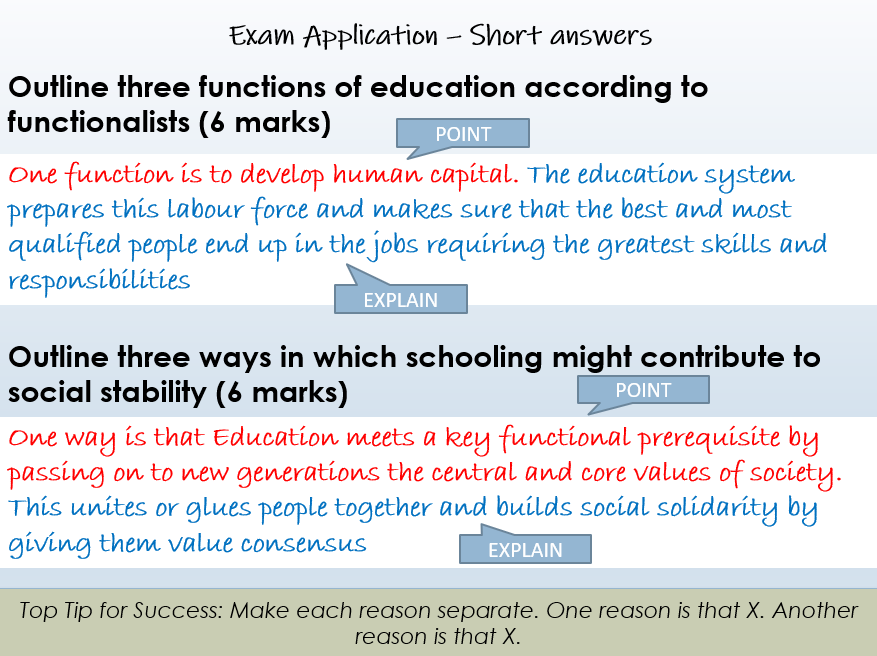 AQA A Level Sociology - Education - Role of Education - Exam Work ...