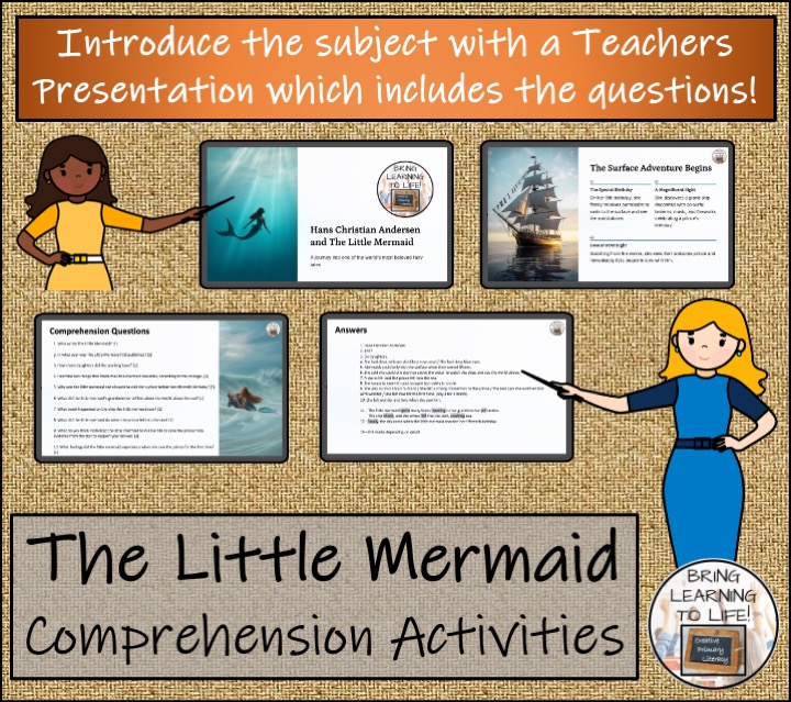 The Little Mermaid Reading Comprehension Hans Christian Andersen | Year ...