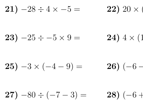 Operations with integers (harder exercises) worksheet (with answers ...
