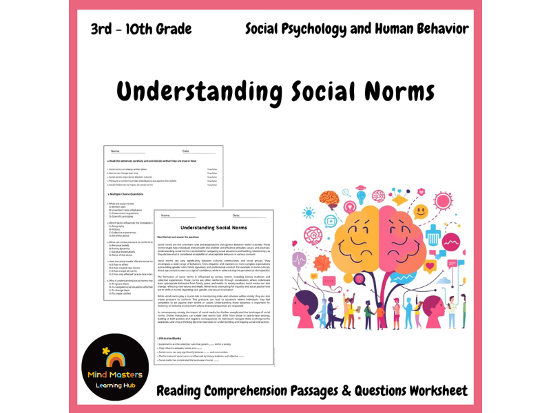 Understanding Social Norms Reading Comprehension Passages & Questions ...