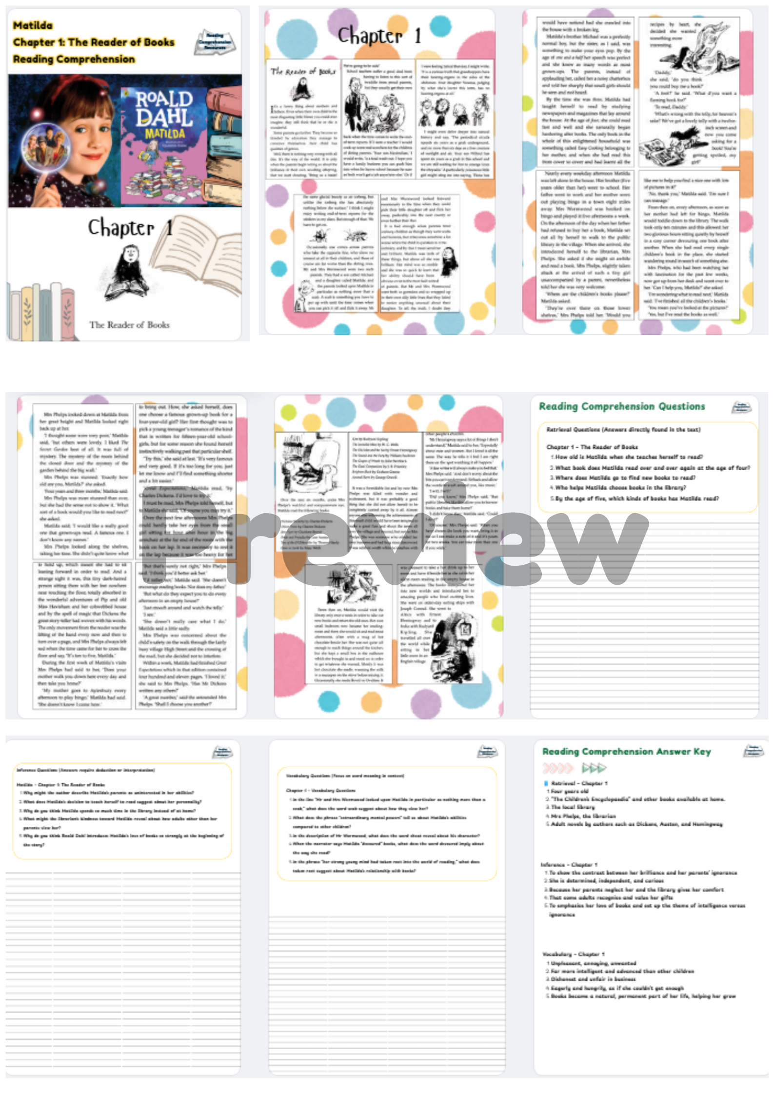 Matilda, Roald Dhal: Reading Comprehension, Retrieval, Inference ...