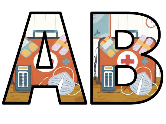 Medic First Aid Help Lettering Set Display Title Letters Numbers Signs ...