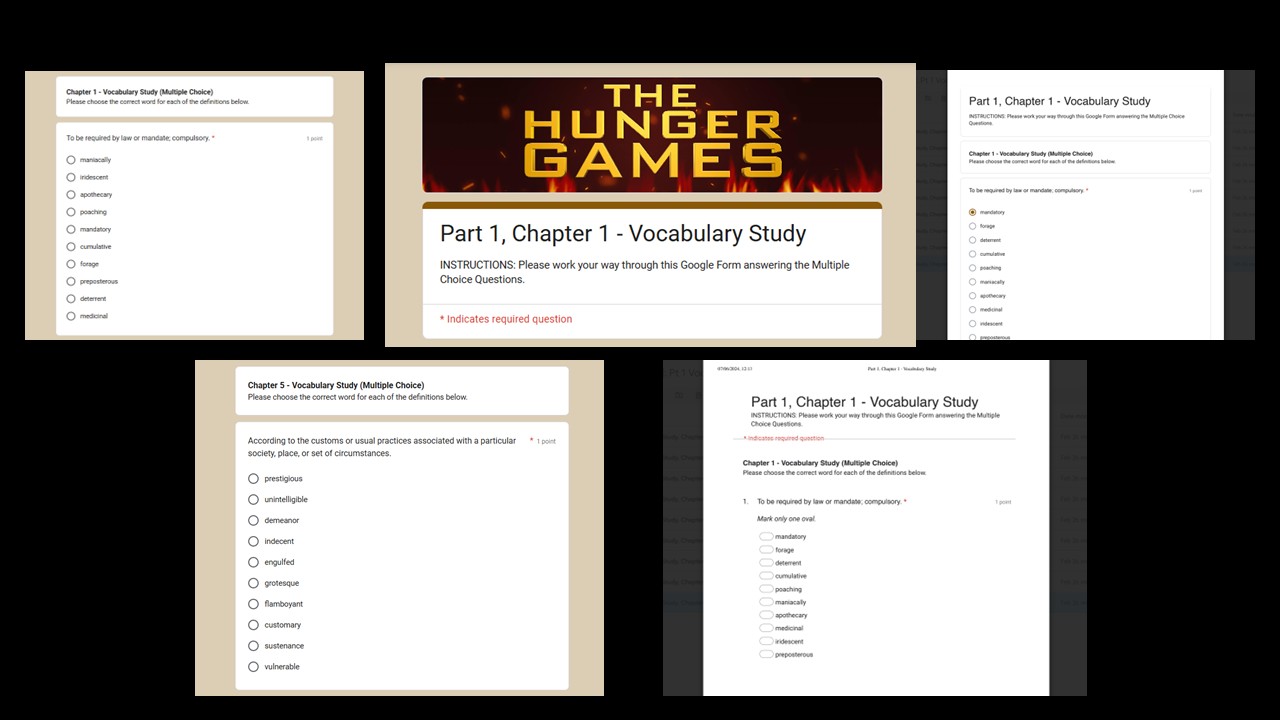 Vocabulary Study (Whole Book) for The Hunger Games - Literary Module ...
