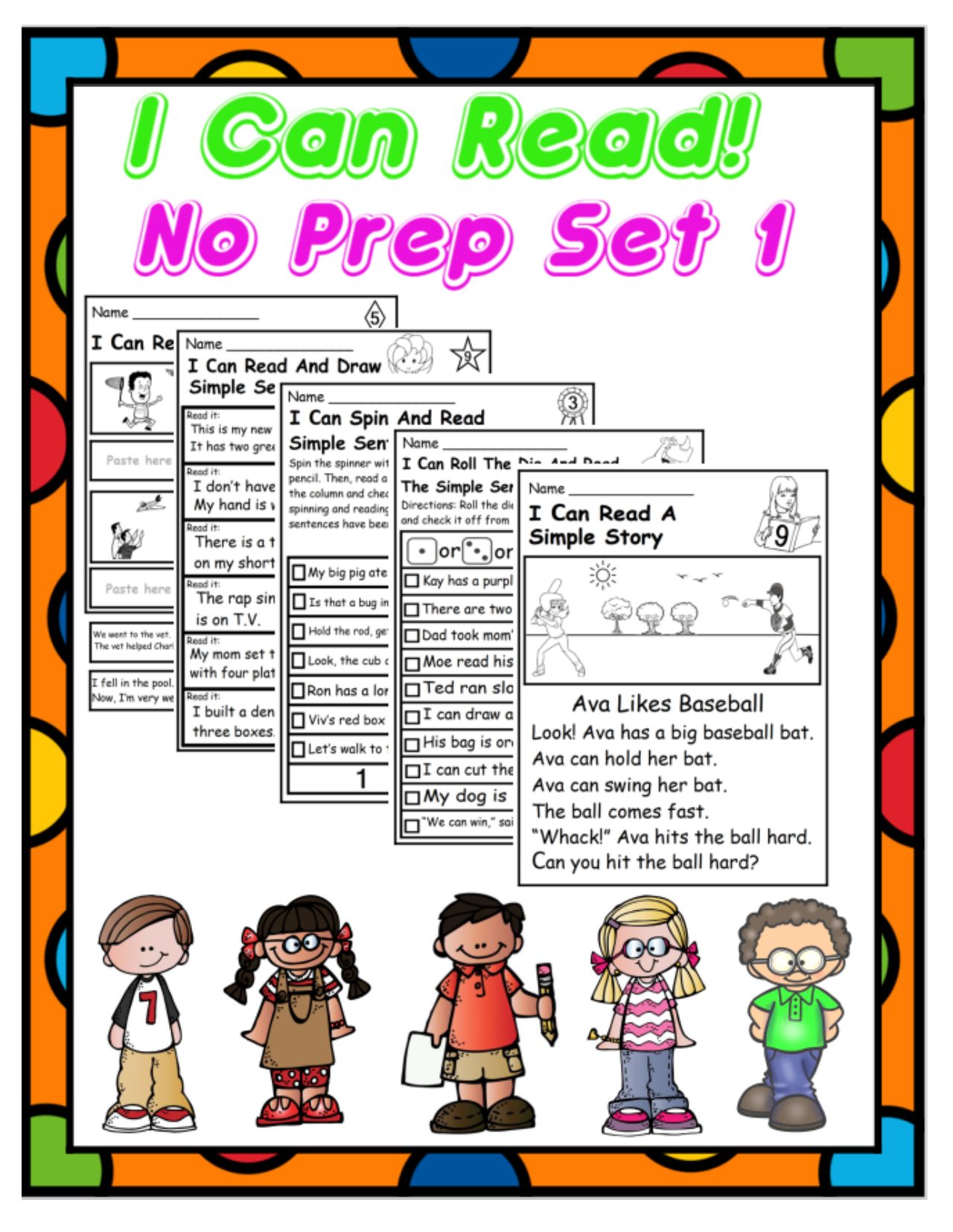 I Can Read Simple Sentences NO PREP Set 1 PDF CVC Words Teaching