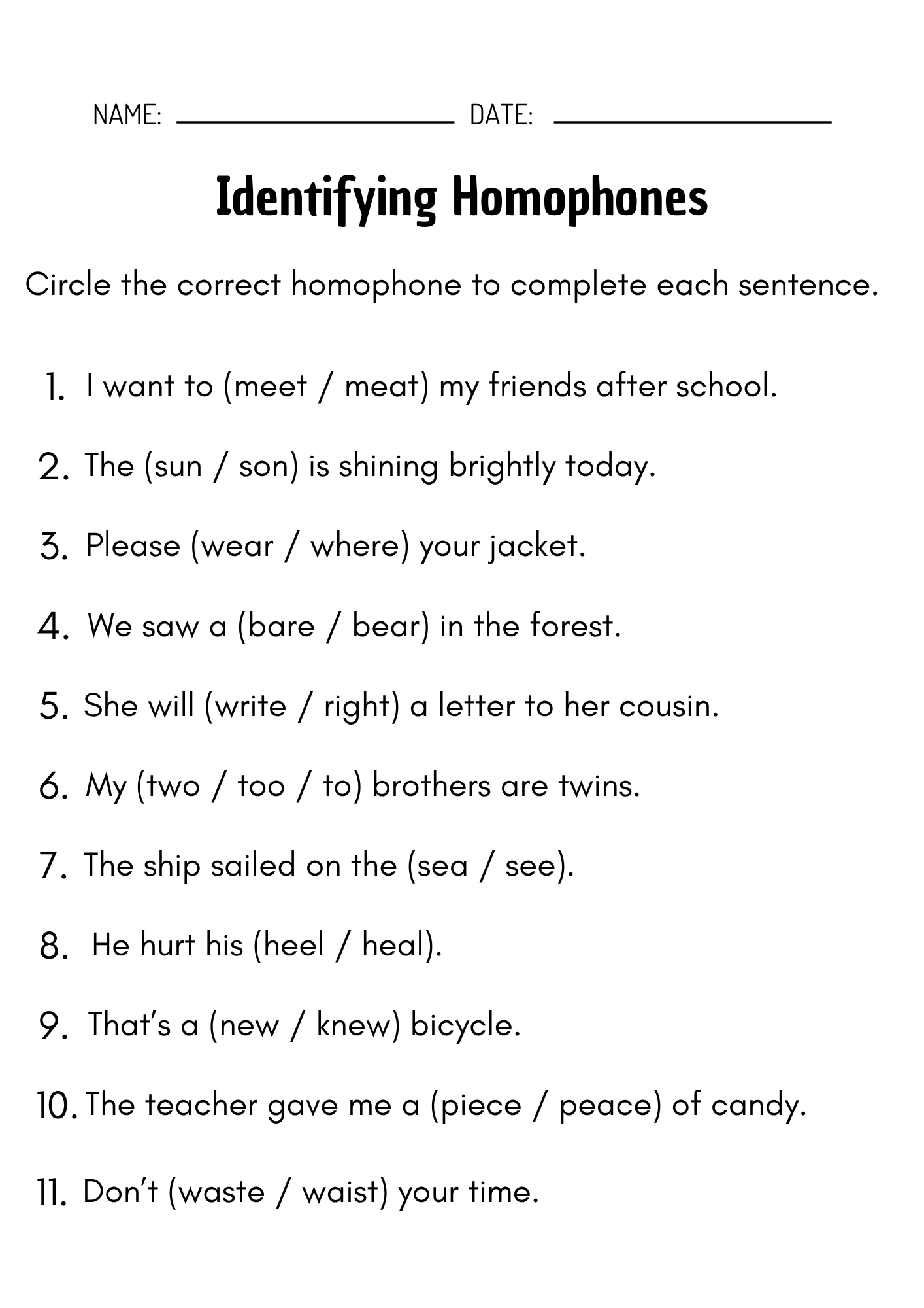 Homophones and Homographs – Grammar Worksheets | Teaching Resources