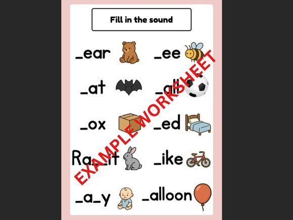 Set 1 Phonics 'b' Sound Fill-In-The-Blank Worksheet: Differentiated ...