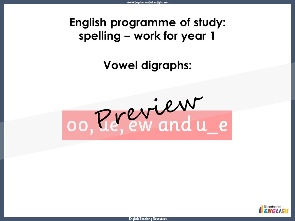 Vowel Digraphs Making the Long 'oo' Sound - Year 1 Spelling | Teaching ...
