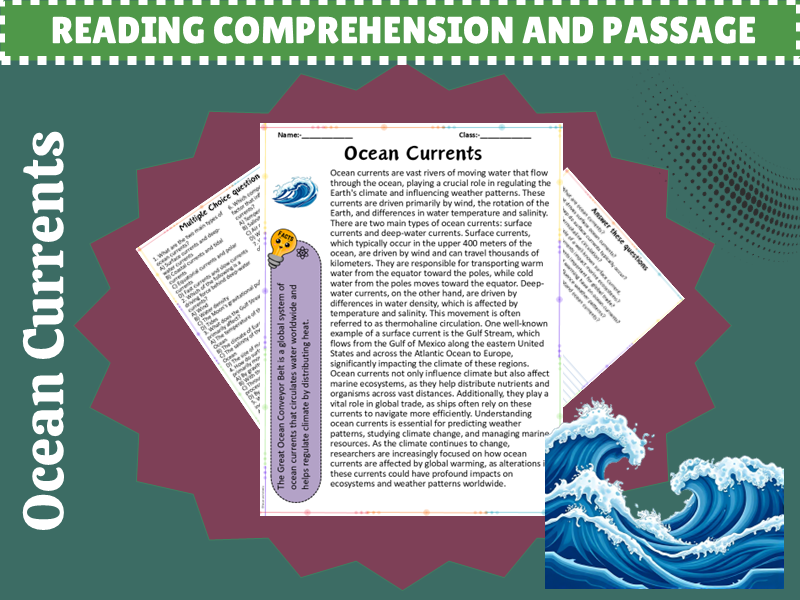 Explore Ocean Currents: Engaging Reading Passage and Thought-Provoking ...
