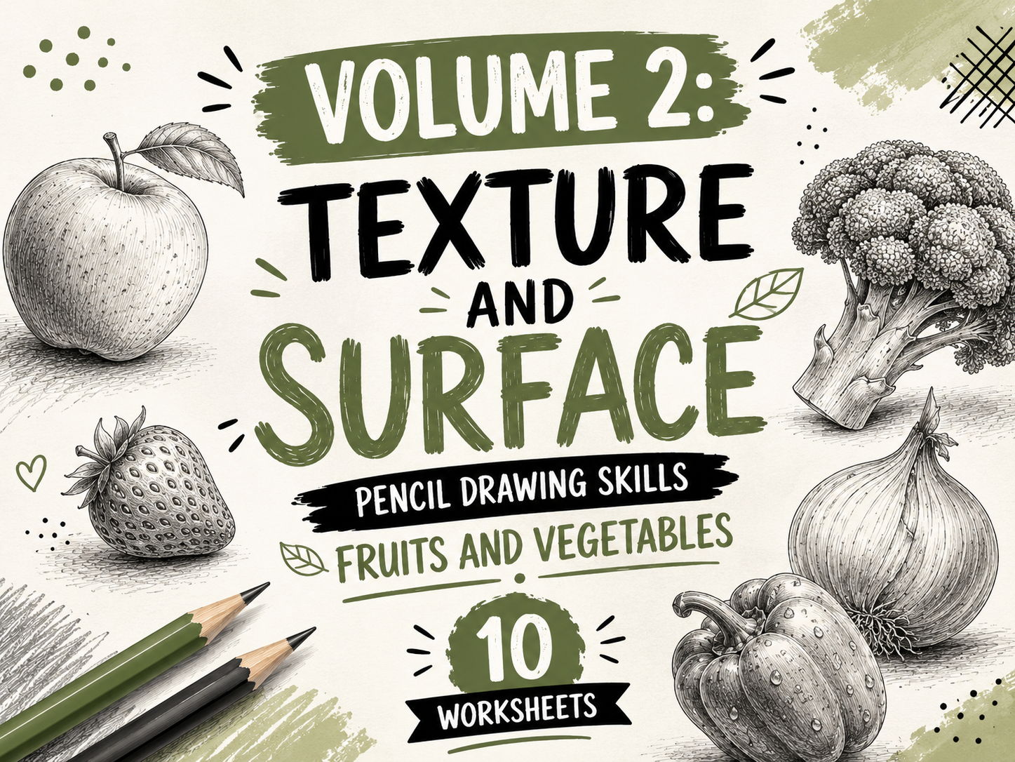 Pencil Drawing Skills: Fruits & Vegetables Volume 2 | Texture & Surface ...