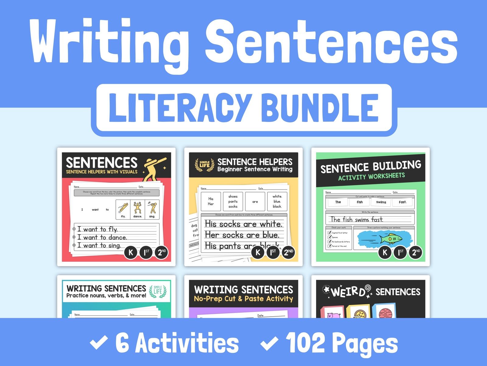 Writing Sentences Literacy Bundle Writing Activities Sentence Writing Sentences Literacy Bundle Writing Activities Sentence